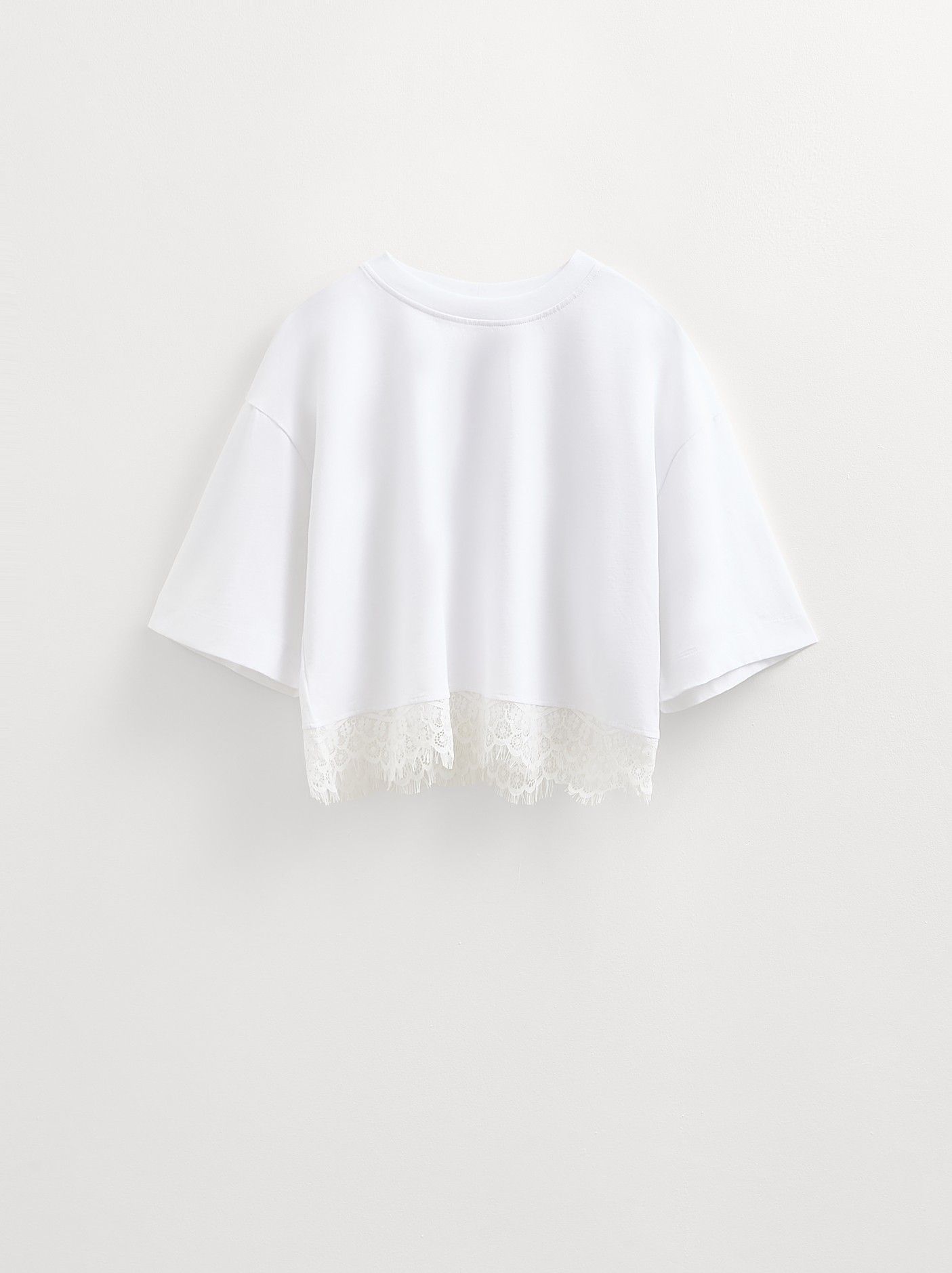 ᐅ Купить Укороченная футболка из хлопка с кружевом по низу LD 3082 в Минске цвет black ️ в ...