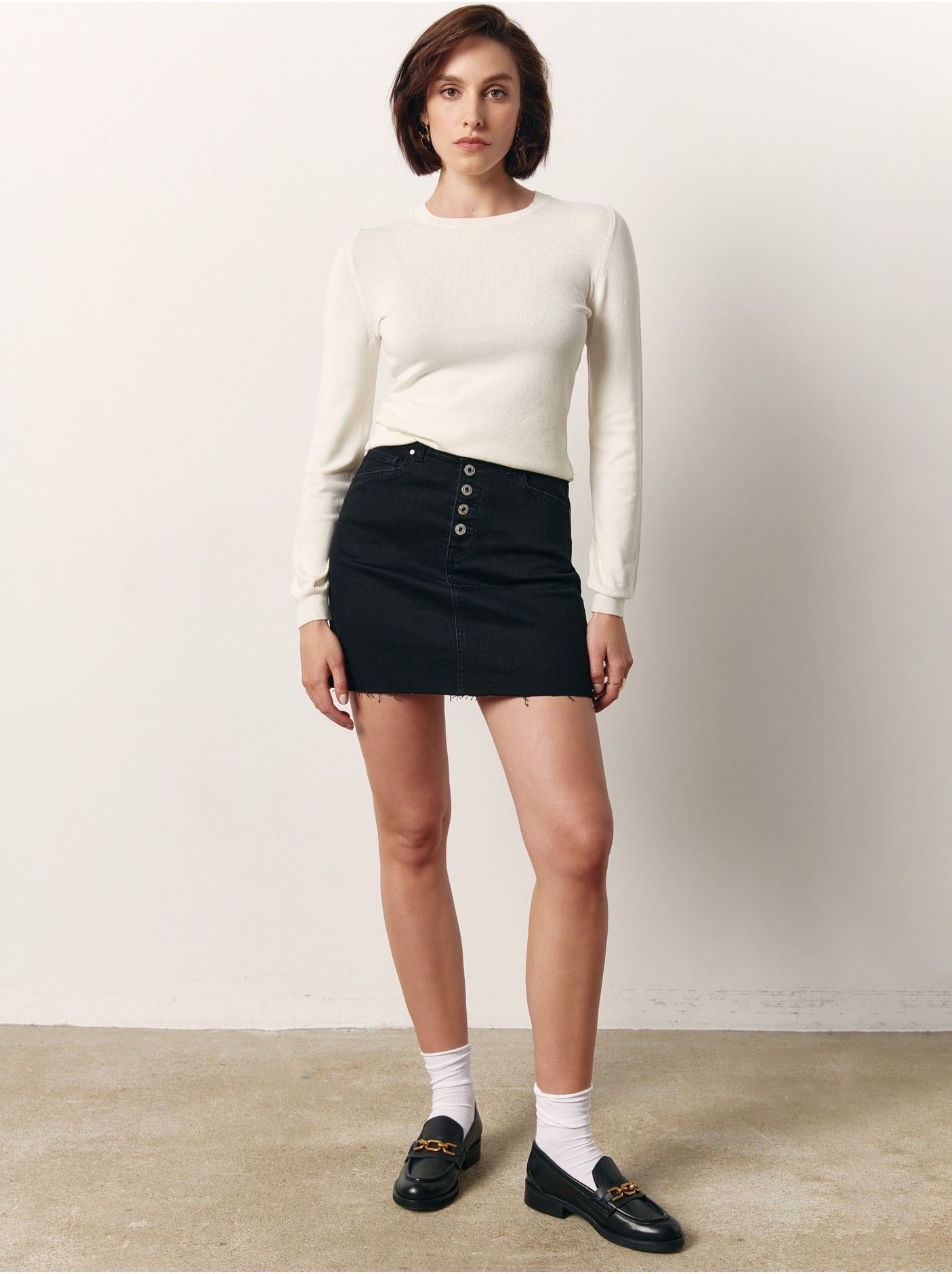 ᐅ Купить Базовый джемпер прямого силуэта из пряжи с вискозой LDK 278 в Минске цвет beige ️ в ...