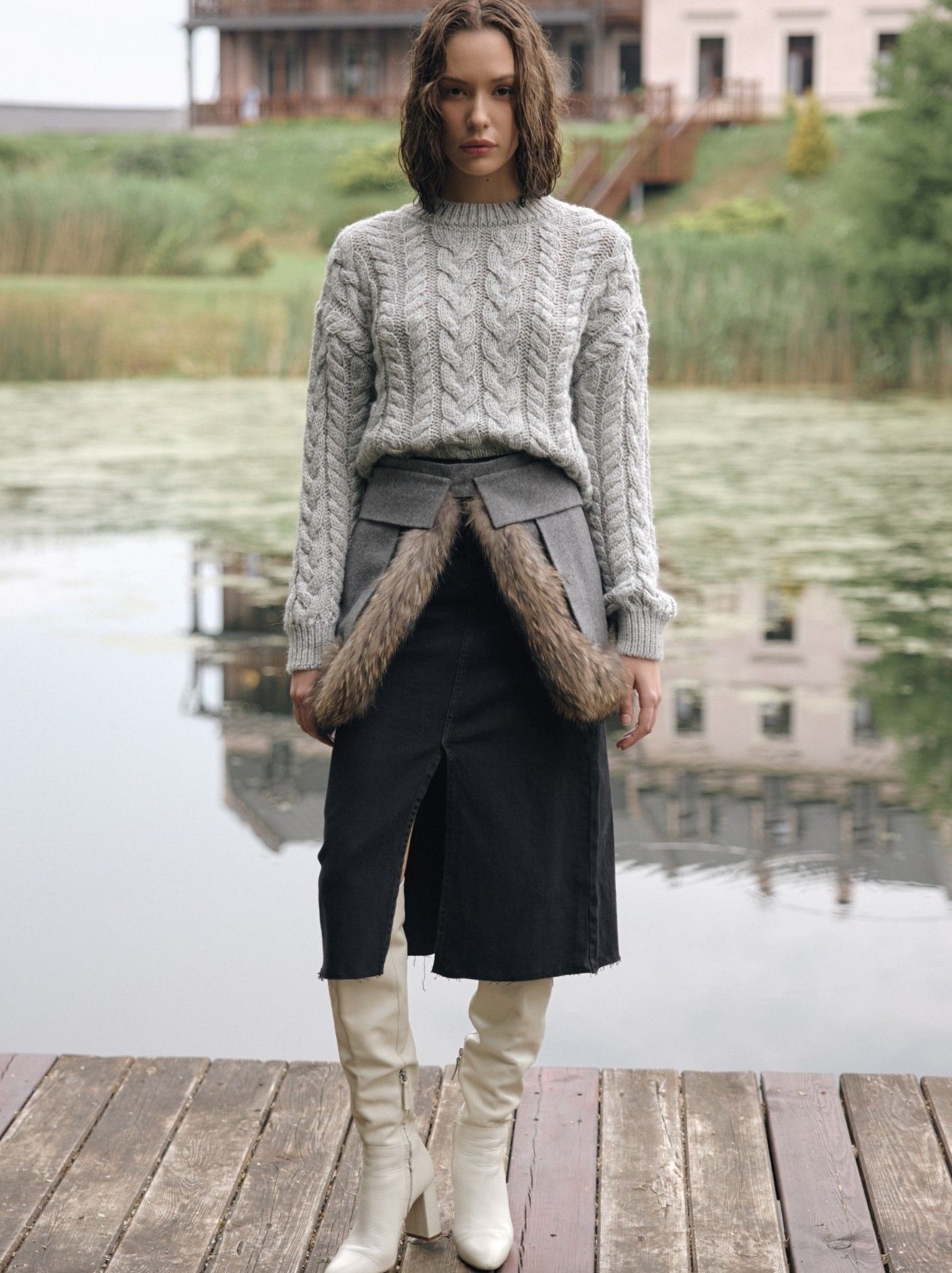 ᐅ Купить Укороченный джемпер с косами LDK 243 в Минске цвет beige ️ в интернет магазине с ...