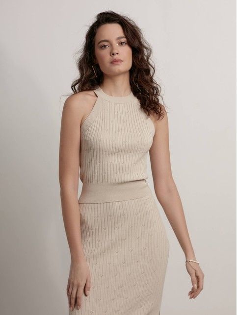 ᐅ Купить Топ в крупный рубчик с лаконичным узором LDK 257 в Минске цвет beige ️ в интернет ...